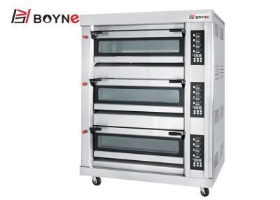China Commercial Gas Three Deck Six Trays Bread Oven 20-400°C Stainless Steel 220V for sale