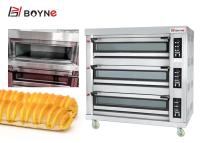 China Commercial Gas Three Deck Six Trays Bread Oven 20-400°C Stainless Steel 220V for sale