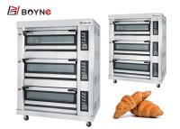 China 220V Gas Type  Stainless Steel Commercial Microcomputer Three Deck Nine Trays Bakery Oven for sale