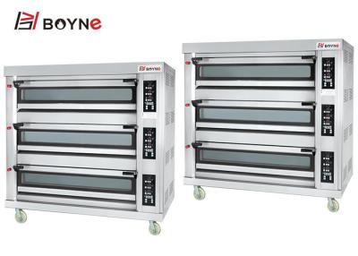 China 220V Gas Type  Stainless Steel Commercial Microcomputer Three Deck Nine Trays Bakery Oven for sale