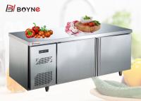China Commercial Stainless Steel Two Door Refrigerator Work Bench 0.221kW 95kg Counter Freezer for Kitchen Coffee Shop for sale