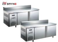 China Commercial Stainless Steel Two Door Refrigerator Work Bench 0.221kW 95kg Counter Freezer for Kitchen Coffee Shop for sale