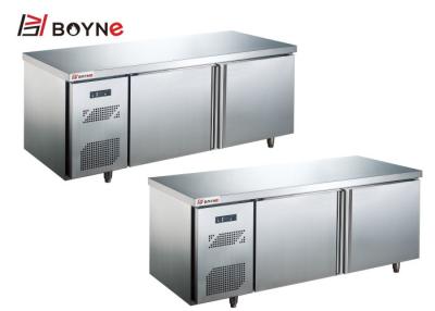 China Commercial Stainless Steel Two Door Refrigerator Work Bench 0.221kW 95kg Counter Freezer for Kitchen Coffee Shop for sale