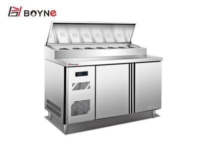 China Stainless Steel Two Door Pizza Prep Refrigerator 1500mm Embraco Compressor 2-8°C for sale