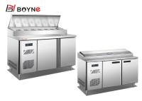 China Stainless Steel Two Door Pizza Prep Refrigerator 1500mm Embraco Compressor 2-8°C for sale