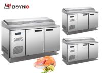 China Stainless Steel Two Door Pizza Prep Refrigerator 1500mm Embraco Compressor 2-8°C for sale