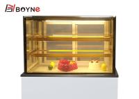 China Marble Base Glass Door Cake Display Refrigerator 2000mm Right Angle Two Layers Bakery for sale