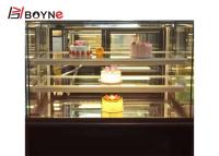 China Marble Base Glass Door Cake Display Refrigerator 2000mm Right Angle Two Layers Bakery for sale