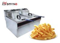 China Commercial Double Tank Electric Fryer 22L 220V Stainless Steel Desk Top Fryer for Hotel Restaurant Snack Food for sale