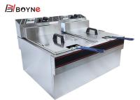 China Commercial Double Tank Electric Fryer 22L 220V Stainless Steel Desk Top Fryer for Hotel Restaurant Snack Food for sale