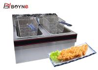 China Commercial Double Tank Electric Fryer 22L 220V Stainless Steel Desk Top Fryer for Hotel Restaurant Snack Food for sale