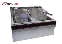 China Commercial Double Tank Electric Fryer 22L 220V Stainless Steel Desk Top Fryer for Hotel Restaurant Snack Food for sale