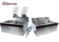 China 9kW Commercial Electric Double Tank Fryer 220V 11L for Potato Chips French Fries for sale