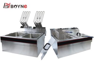 China 9kW Commercial Electric Double Tank Fryer 220V 11L for Potato Chips French Fries for sale