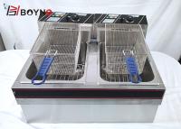 China 9kW Commercial Electric Double Tank Fryer 220V 11L for Potato Chips French Fries for sale