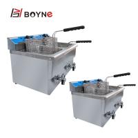 China 220V 6.6kW Commercial Electric Double Tank Deep Fryer 12L+12L Stainless Steel for sale