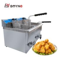 China 220V 6.6kW Commercial Electric Double Tank Deep Fryer 12L+12L Stainless Steel for sale