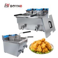 China 220V 6.6kW Commercial Electric Double Tank Deep Fryer 12L+12L Stainless Steel for sale