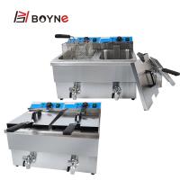 China 6.6kW Commercial Electric Double Tank Fryer 220V 12L+12L Stainless Steel for sale