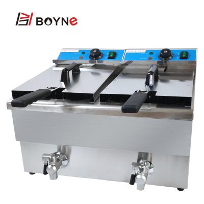 China 6.6kW Commercial Electric Double Tank Fryer 220V 12L+12L Stainless Steel for sale