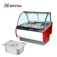 China Arc Shape 450W Ice Cream Display Fridge For Milk Tea Shop for sale
