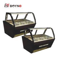 China Arc Shape 450W Ice Cream Display Fridge For Milk Tea Shop for sale