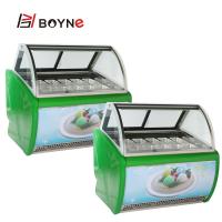 China Arc Shape 450W Ice Cream Display Fridge For Milk Tea Shop for sale