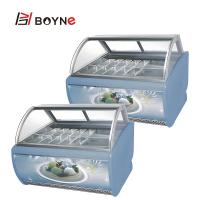 China Arc Shape 450W Ice Cream Display Fridge For Milk Tea Shop for sale
