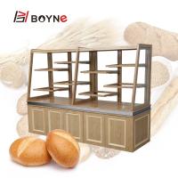 China Tempered Glass Commercial Central Island Bread Cabinet for Coffee Shop 120-350kg Custom Size for sale