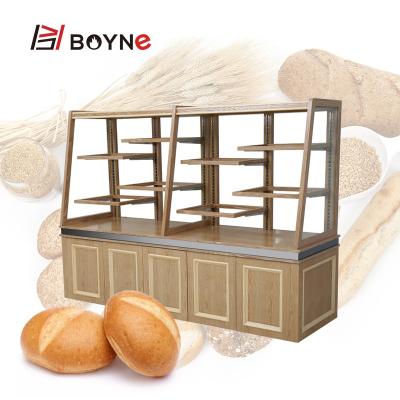 China Tempered Glass Commercial Central Island Bread Cabinet for Coffee Shop 120-350kg Custom Size for sale