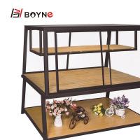 China Tempered Glass Commercial Central Island Bread Cabinet for Coffee Shop 120-350kg Custom Size for sale