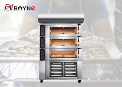 China Commercial 3 Deck 6 Tray Gas Bakery Deck Oven 16.65KW 380V with Cabinet for sale