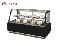 China Coffee Shop Cake Display Showcase Two Layer Belved Black Marble Base for sale