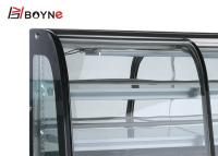 China Curve Glass Front Door Opened Cake Display Case With LED Light for sale