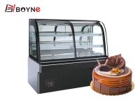 China Curve Glass Front Door Opened Cake Display Case With LED Light for sale