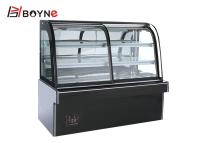 China Curve Glass Front Door Opened Cake Display Case With LED Light for sale