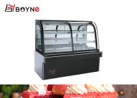 China Curve Glass Front Door Opened Cake Display Case With LED Light for sale