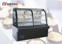 China Curve Glass Front Door Opened Cake Display Case With LED Light for sale
