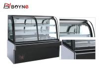 China Curve Glass Front Door Opened Cake Display Case With LED Light for sale