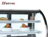 China White Colour Arc Shape Bakery Pastry Display Chiller Slide Door Cabinet for sale