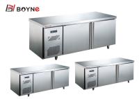 China Commercial Stainless Steel Two Door Refrigerator Work Bench 0.221kW 95kg Counter Freezer for Kitchen Coffee Shop for sale