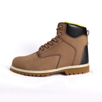 China Goodyear brown nubuck cow leather upper Rubber outsole high quality material safety shoes for sale