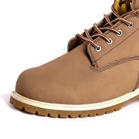 China Goodyear brown nubuck cow leather upper Rubber outsole high quality material safety shoes for sale