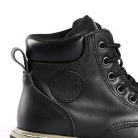 China Black Color Goodyear Safety Shoes Smooth Cow Leather Upper EVA Insole Rubber Outsole Protective for sale