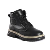 China Black Color Goodyear Safety Shoes Smooth Cow Leather Upper EVA Insole Rubber Outsole Protective for sale