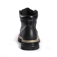 China Black Color Goodyear Safety Shoes Smooth Cow Leather Upper EVA Insole Rubber Outsole Protective for sale