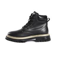 China Black Color Goodyear Safety Shoes Smooth Cow Leather Upper EVA Insole Rubber Outsole Protective for sale