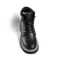 China Black Color Goodyear Safety Shoes Smooth Cow Leather Upper EVA Insole Rubber Outsole Protective for sale