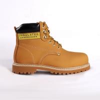 China Steel Toe Steel Plate Goodyear Men'S Work Boots Dirt Proof Nubuck Cow Leather Upper for sale