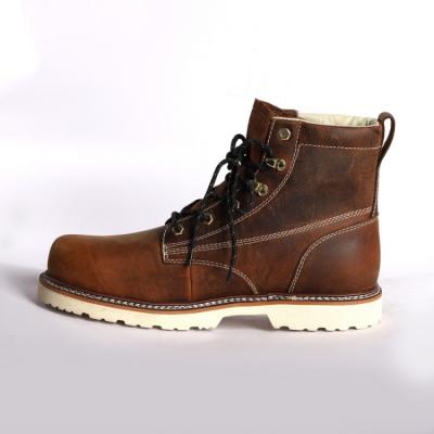 China Anti Puncture Goodyear Safety Shoes Rubber Outsole Crazy Horse Leather Upper Fashion Style Unisex for sale